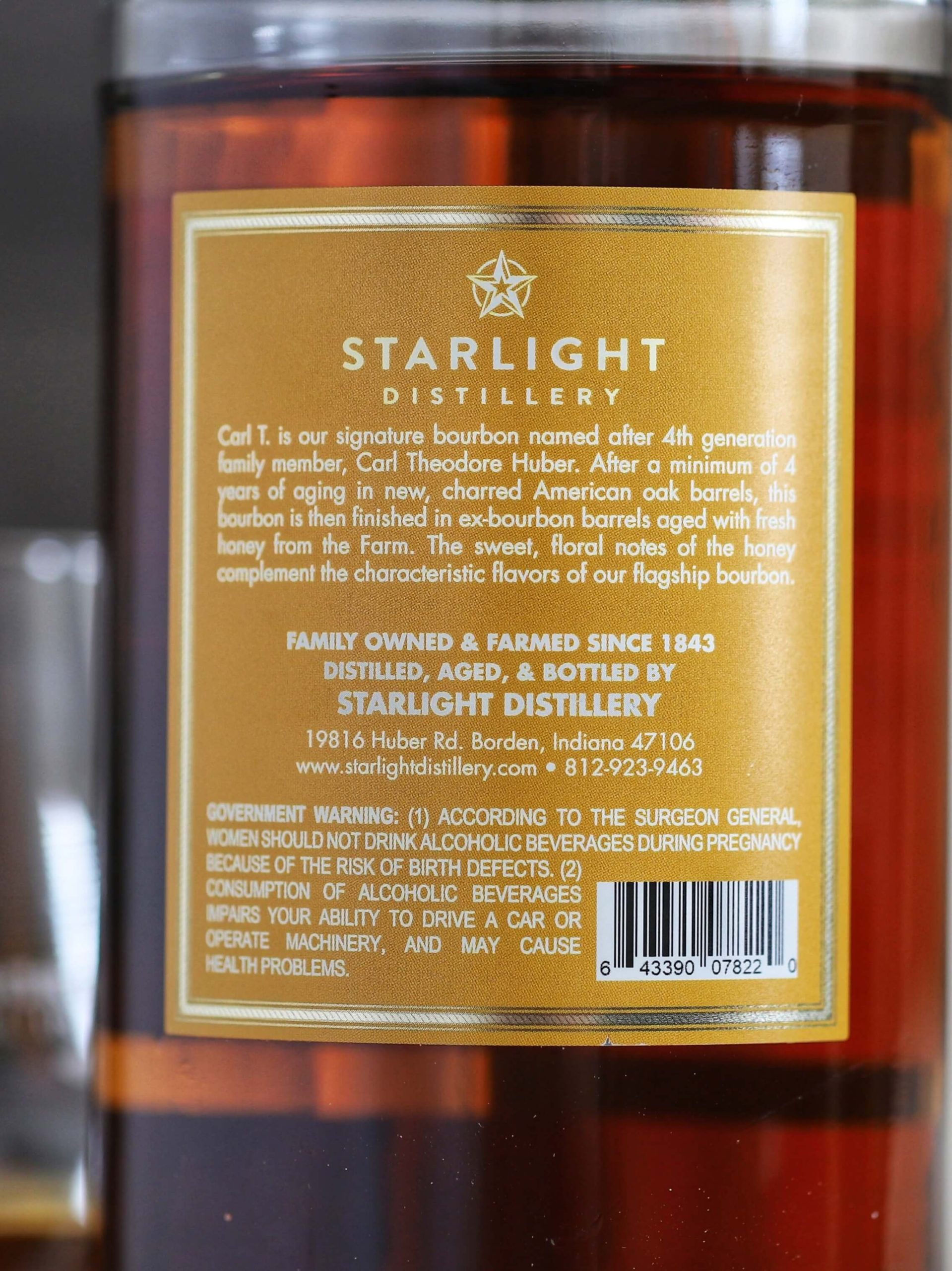 Starlight Distillery Honey Finished Single Barrel Bourbon (Papa Joe's ...
