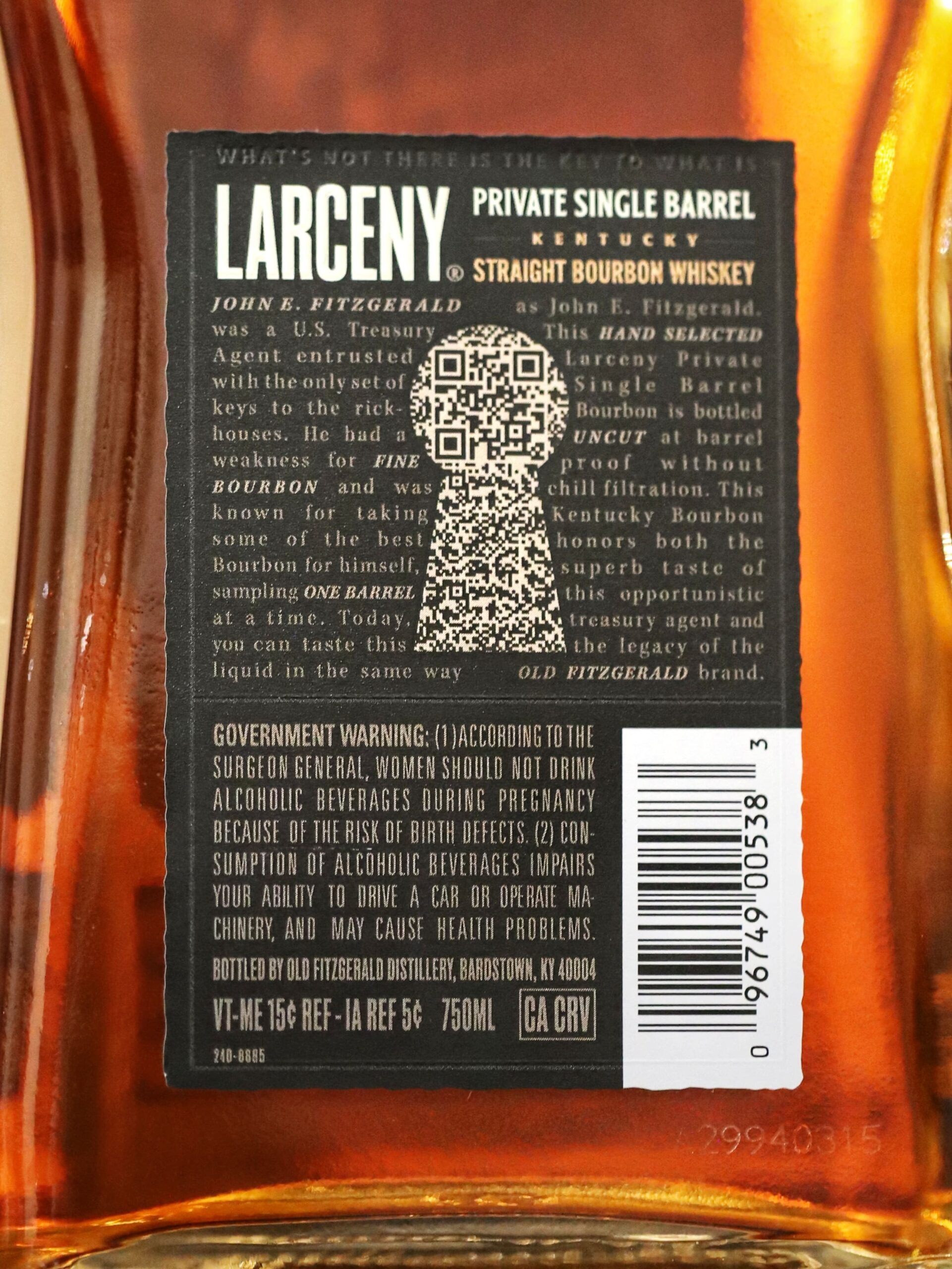 Larceny Barrel Proof Private Single Barrel Bourbon (Naptown/Parks Place ...